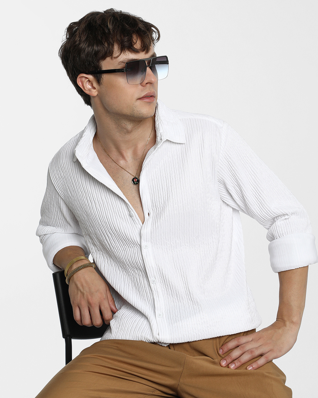 Buy Men's White Textured Shirt Online at Bewakoof