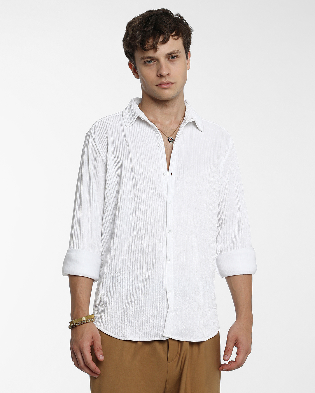 Buy Men's White Textured Shirt Online at Bewakoof