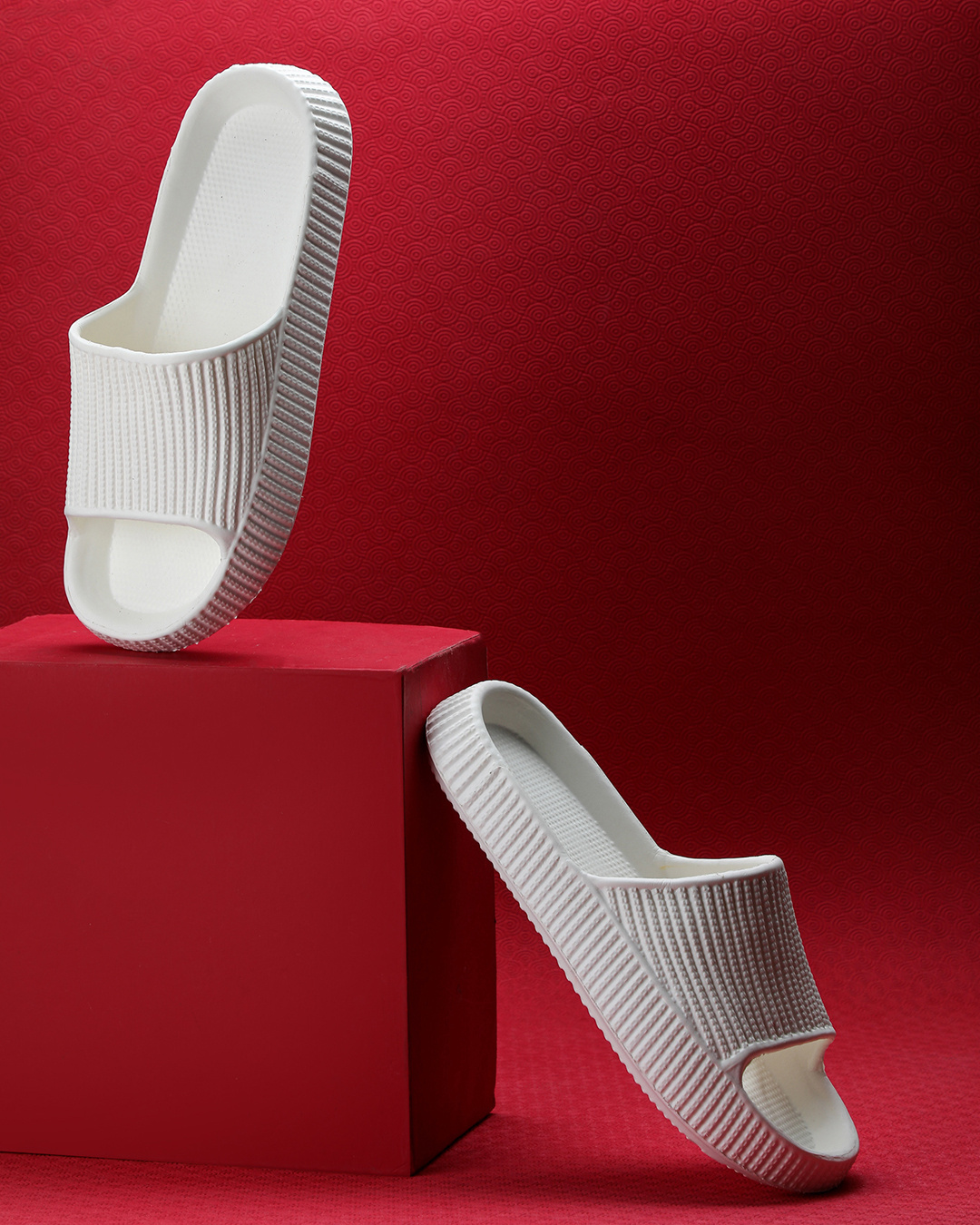 Buy Men's White Textured Sliders Online in India at Bewakoof