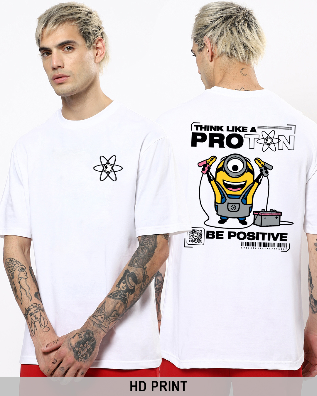 Buy Men's White Think Like a Pro Typography Oversized T-shirt for Men ...