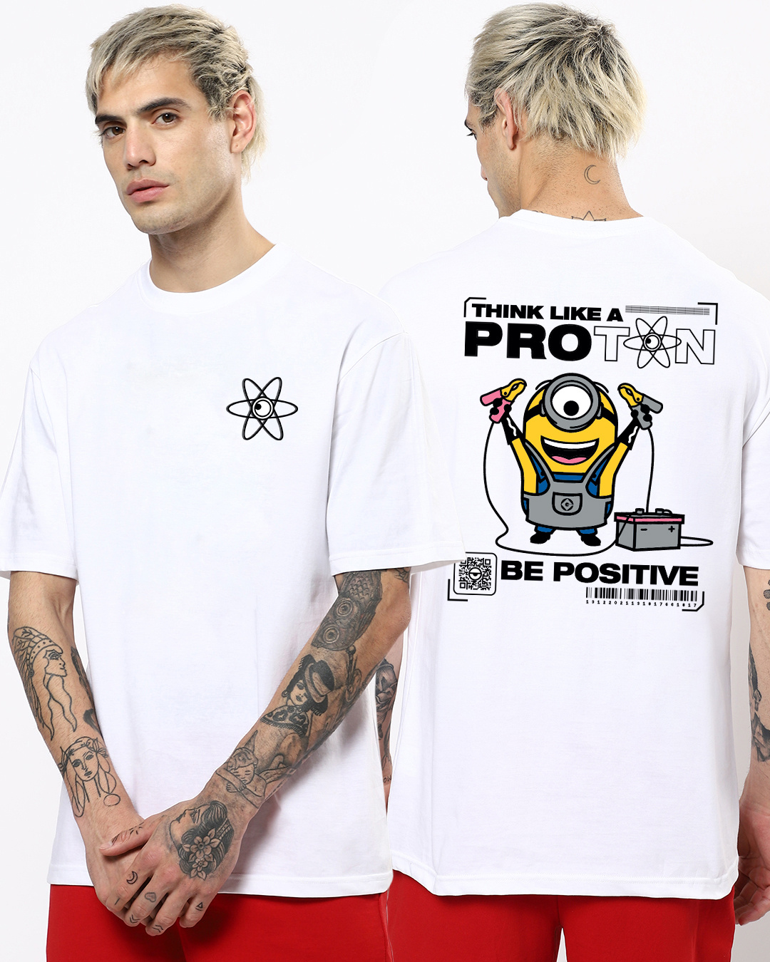 Buy Men's White Think Like a Pro Typography Oversized T-shirt for Men ...