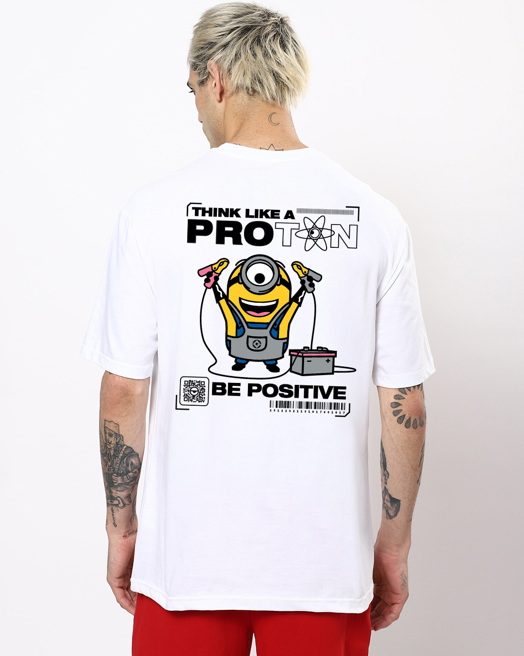 Buy Men's White Think Like a Pro Typography Oversized T-shirt Online at ...