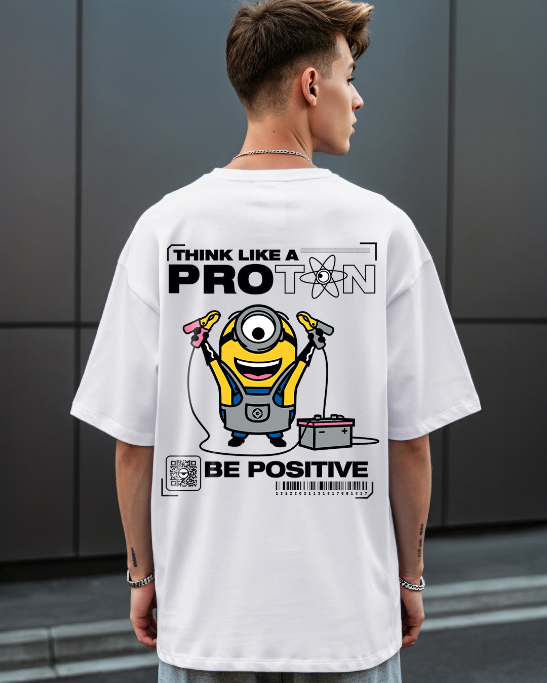 Buy Men's White Think Like a Pro Typography Oversized T-shirt Online at Bewakoof