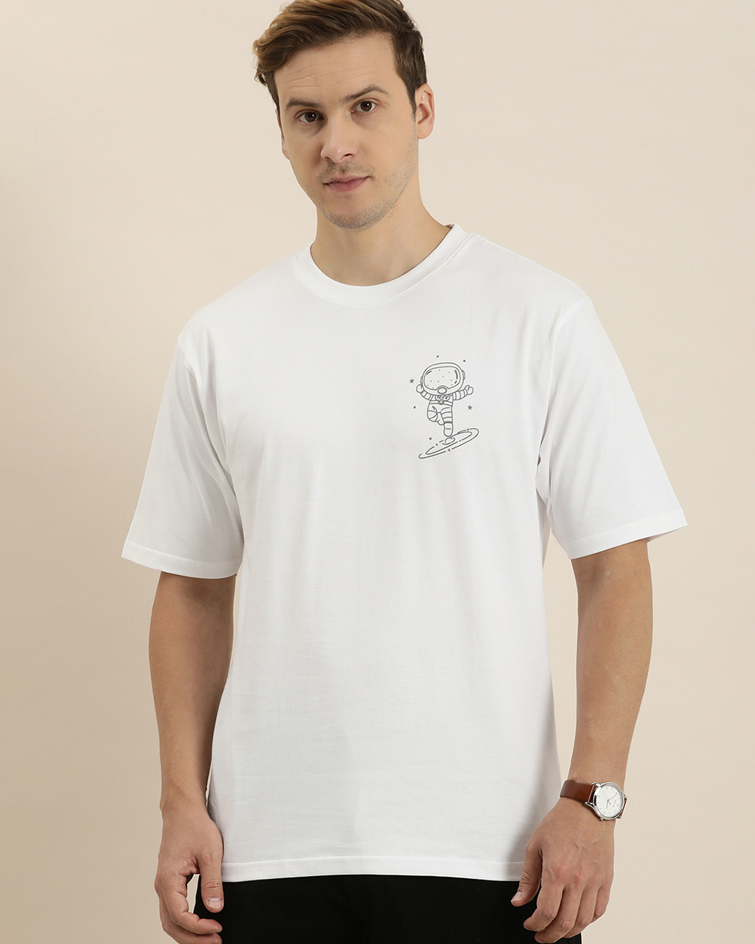 Buy Men's White Typography Oversized T-shirt Online at Bewakoof