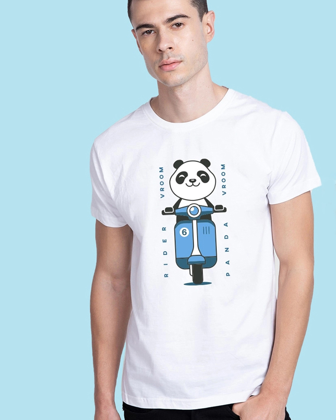 Buy Men's White Vroom Panda Graphic Printed T-shirt Online at Bewakoof