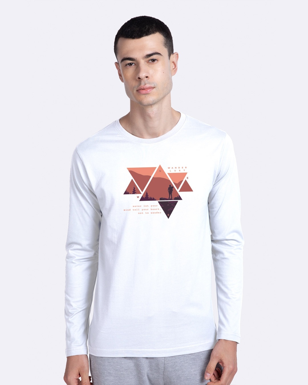 Buy Men's White Wander Geometry Typography T-shirt Online at Bewakoof