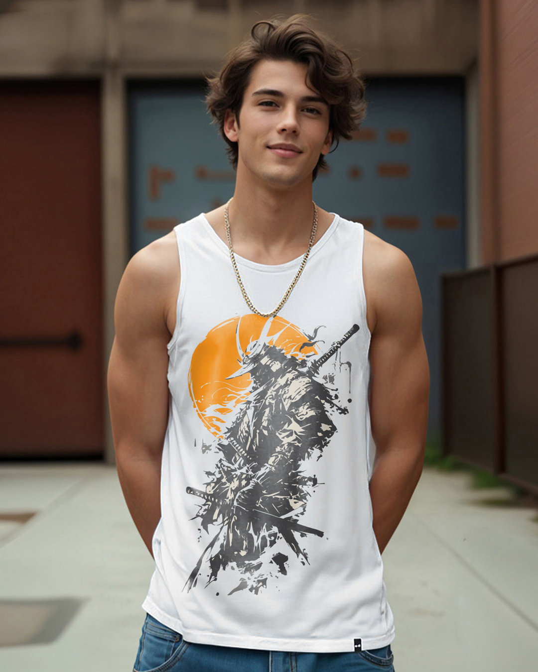 Buy Men's White Warrior Graphic Printed Vest Online at Bewakoof