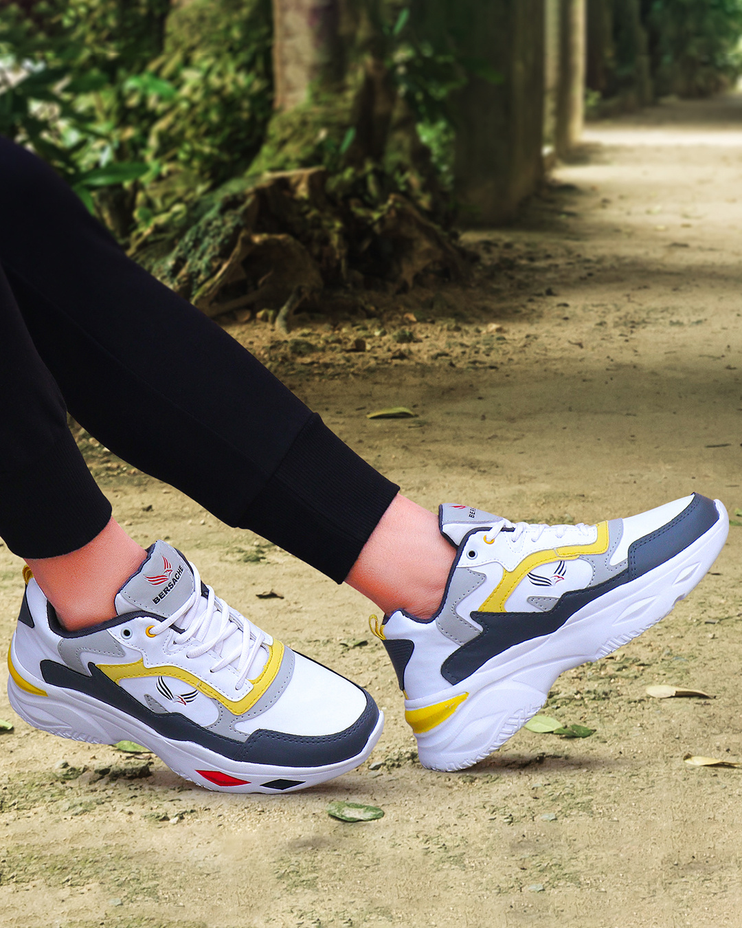 Buy Men's White & Yellow Color Block Sneakers Online in India at Bewakoof