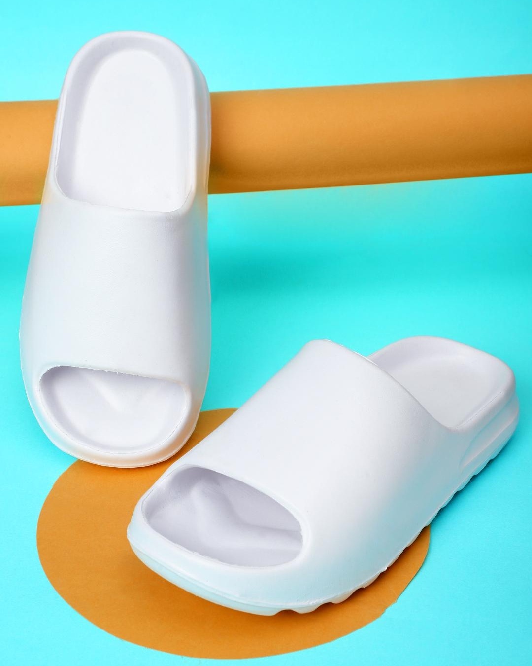 Buy Men's White Zig Zag Sliders Online in India at Bewakoof