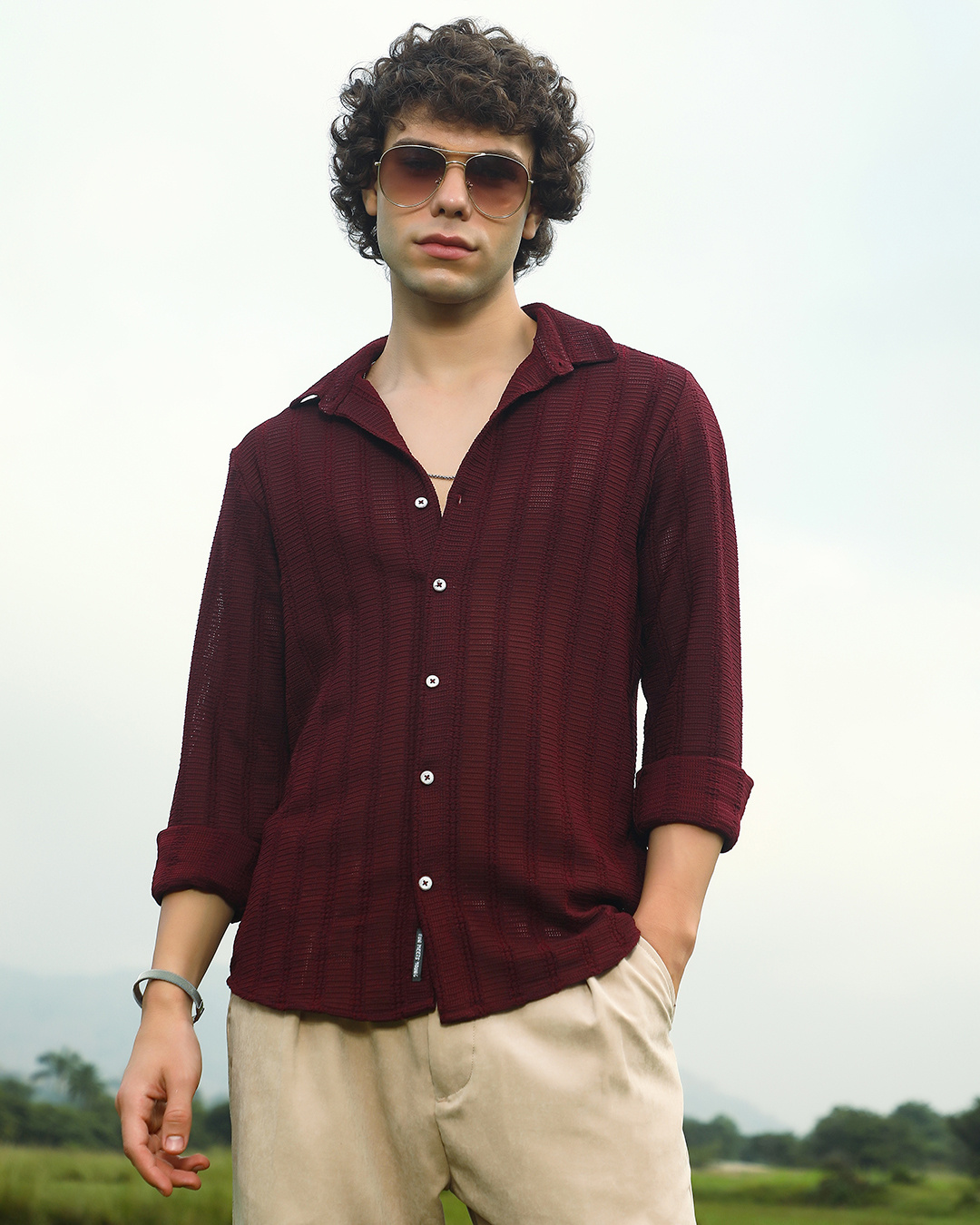 Buy Men's Wine Red Textured Shirt Online in India at Bewakoof