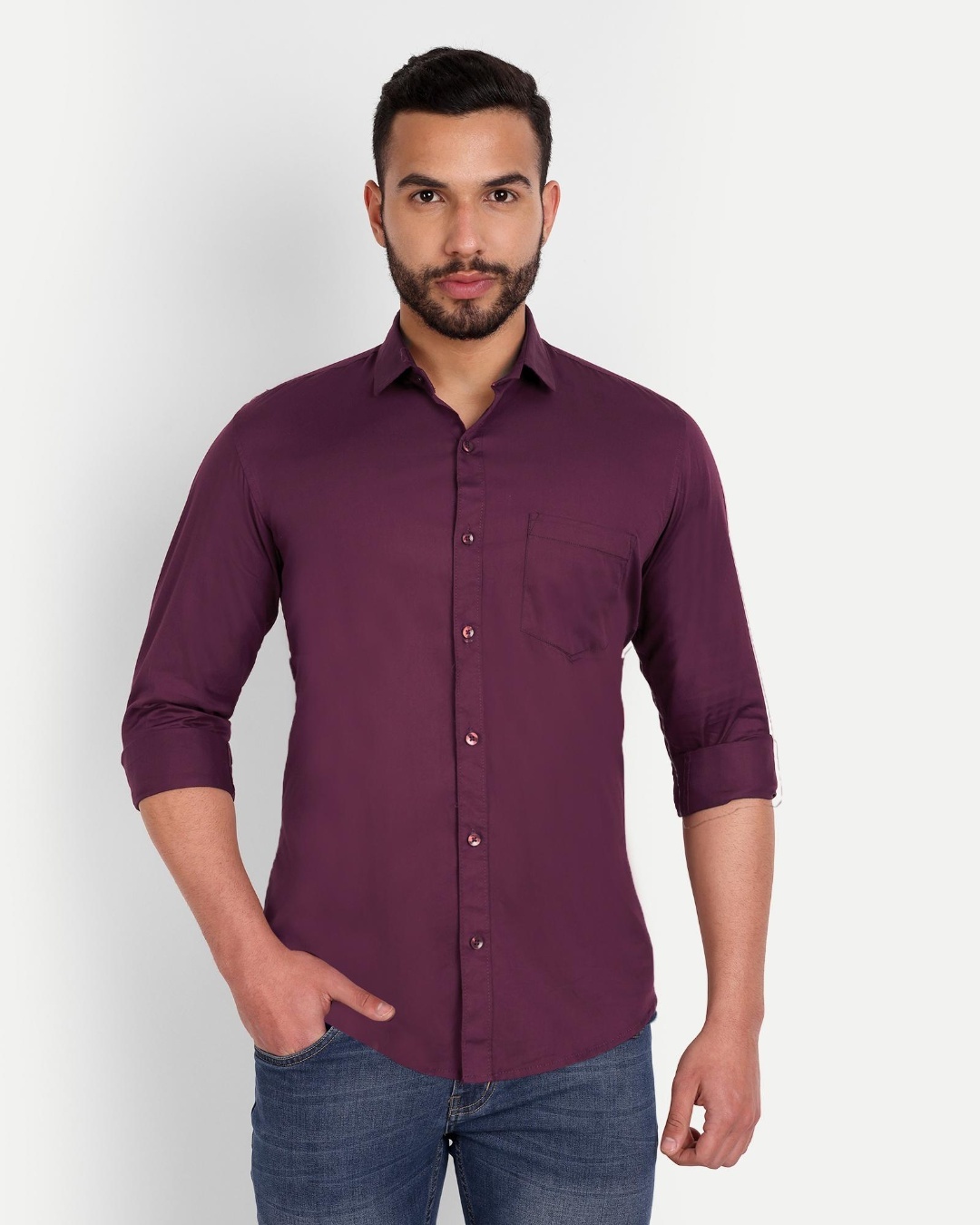 Buy Men's Wine Slim Fit Shirt Online at Bewakoof
