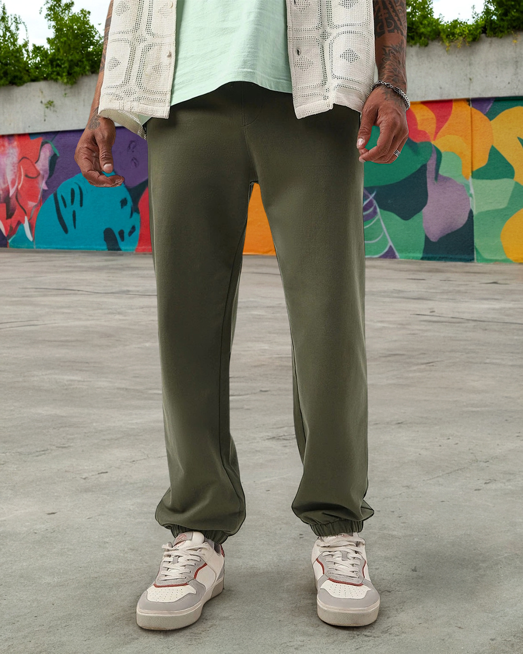 Buy Men's Winter Moss Green Oversized Joggers Online at Bewakoof