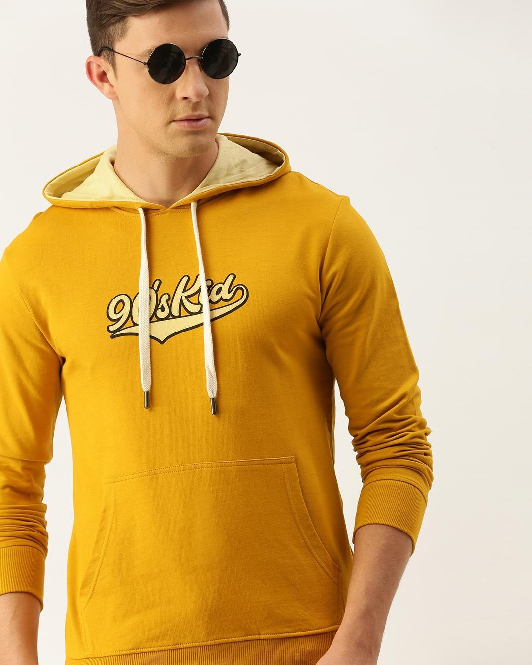 Buy Men's Yellow 90s Kid Typography Hoodie Online at Bewakoof