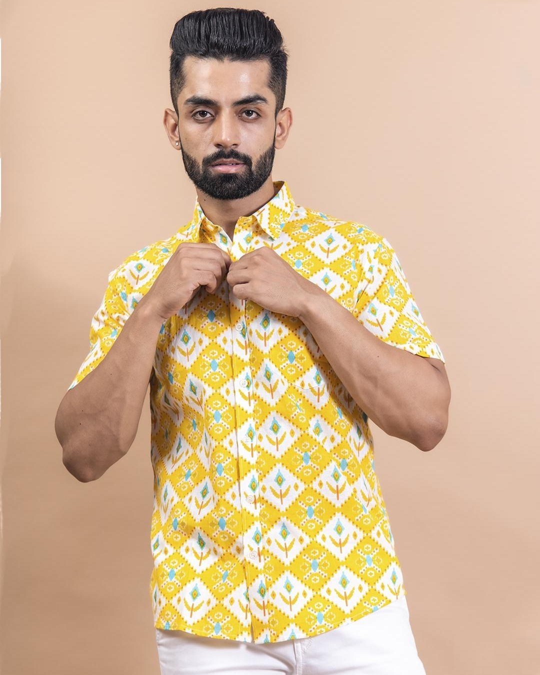 Buy Men's Yellow All Over Jaipuri Printed Shirt Online at Bewakoof