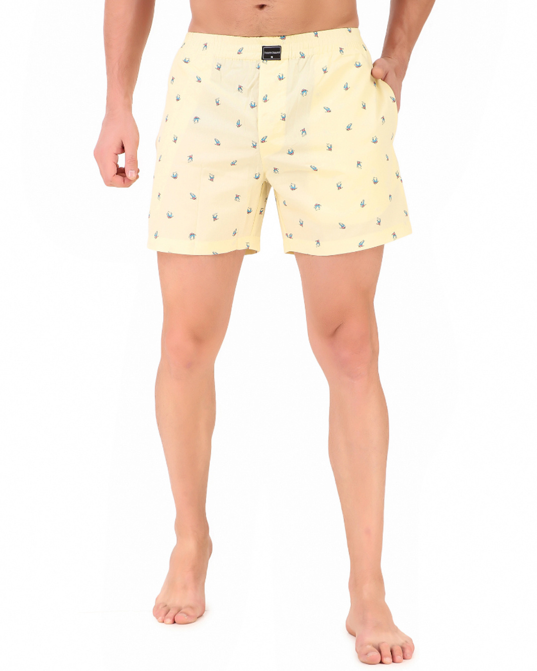 Buy Men's Yellow All Over Skater Printed Cotton Boxers Online in India ...