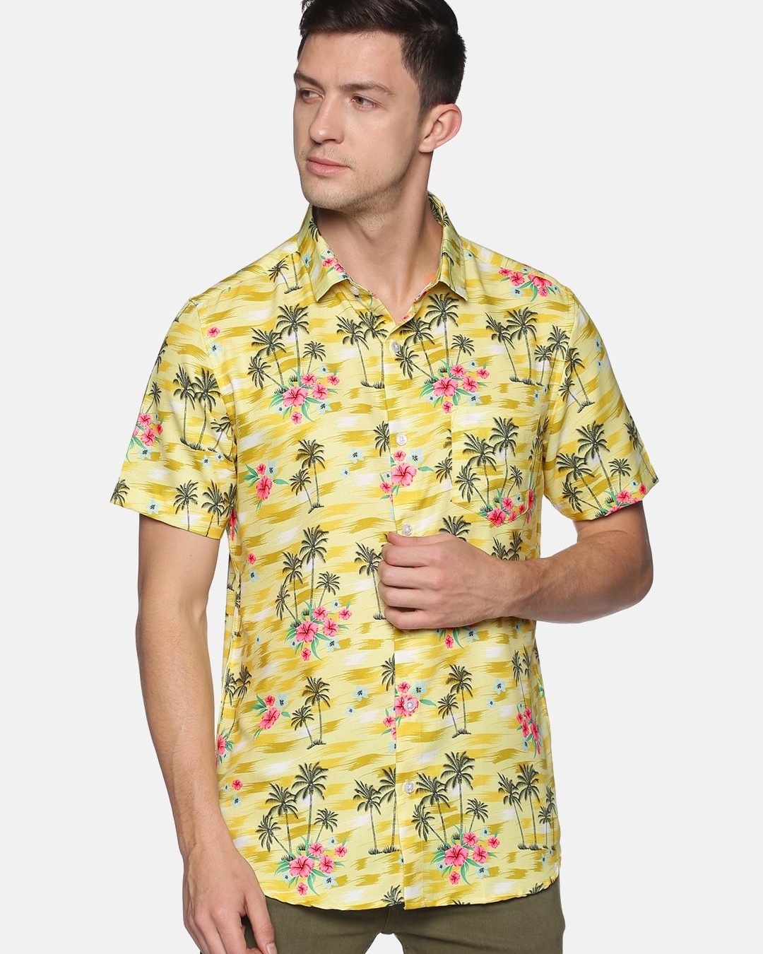 Buy Men's Yellow Beach Hawaiian Printed Shirt Online at Bewakoof