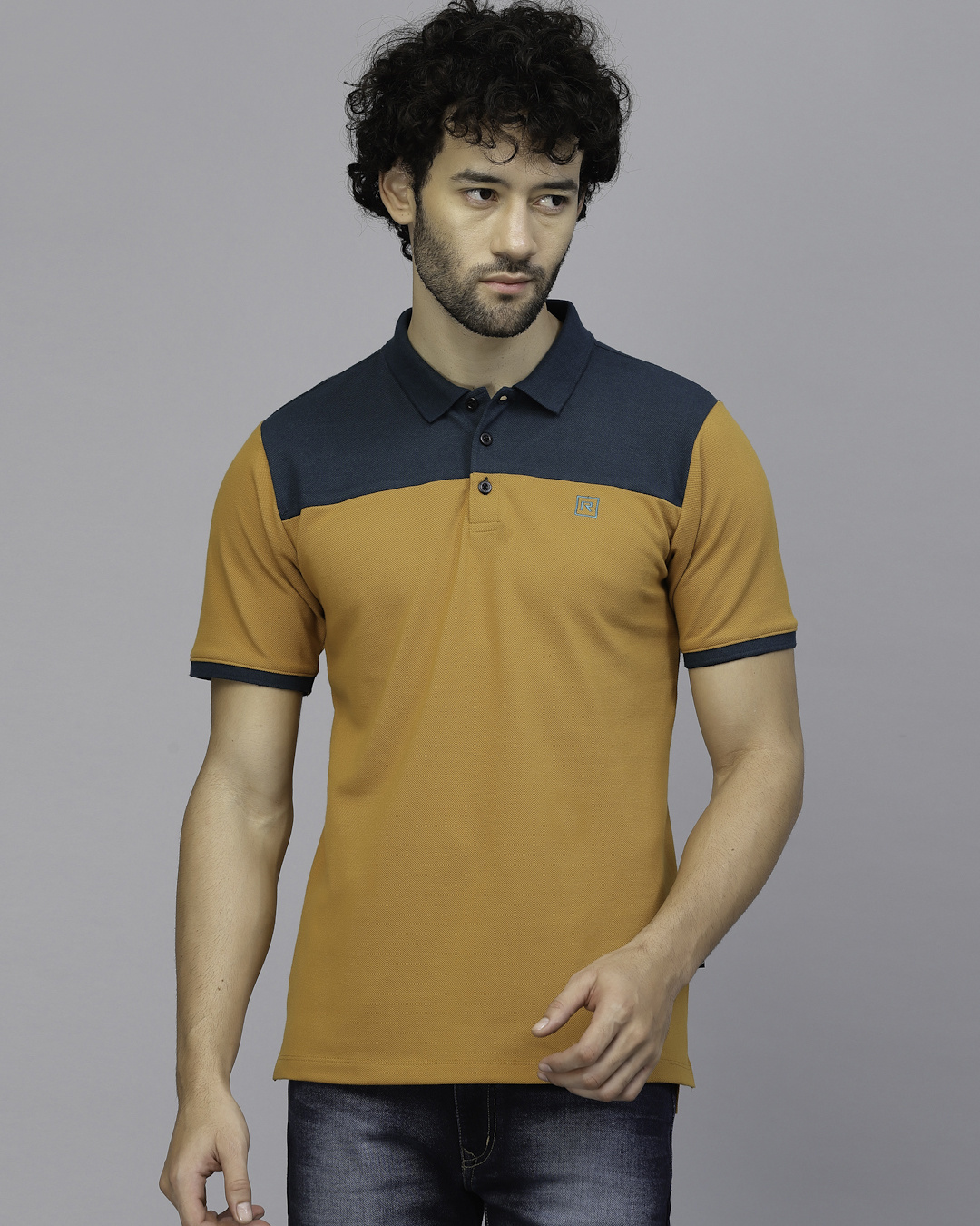 Buy Men's Yellow & Teal Green Color Block Polo T-shirt Online at Bewakoof