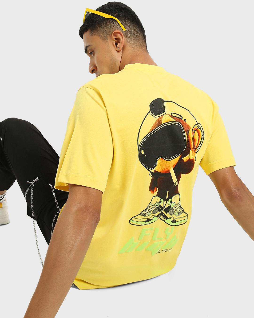 Buy Men's Yellow Funky Monkey Graphic Printed Apple Cut T-shirt Online ...
