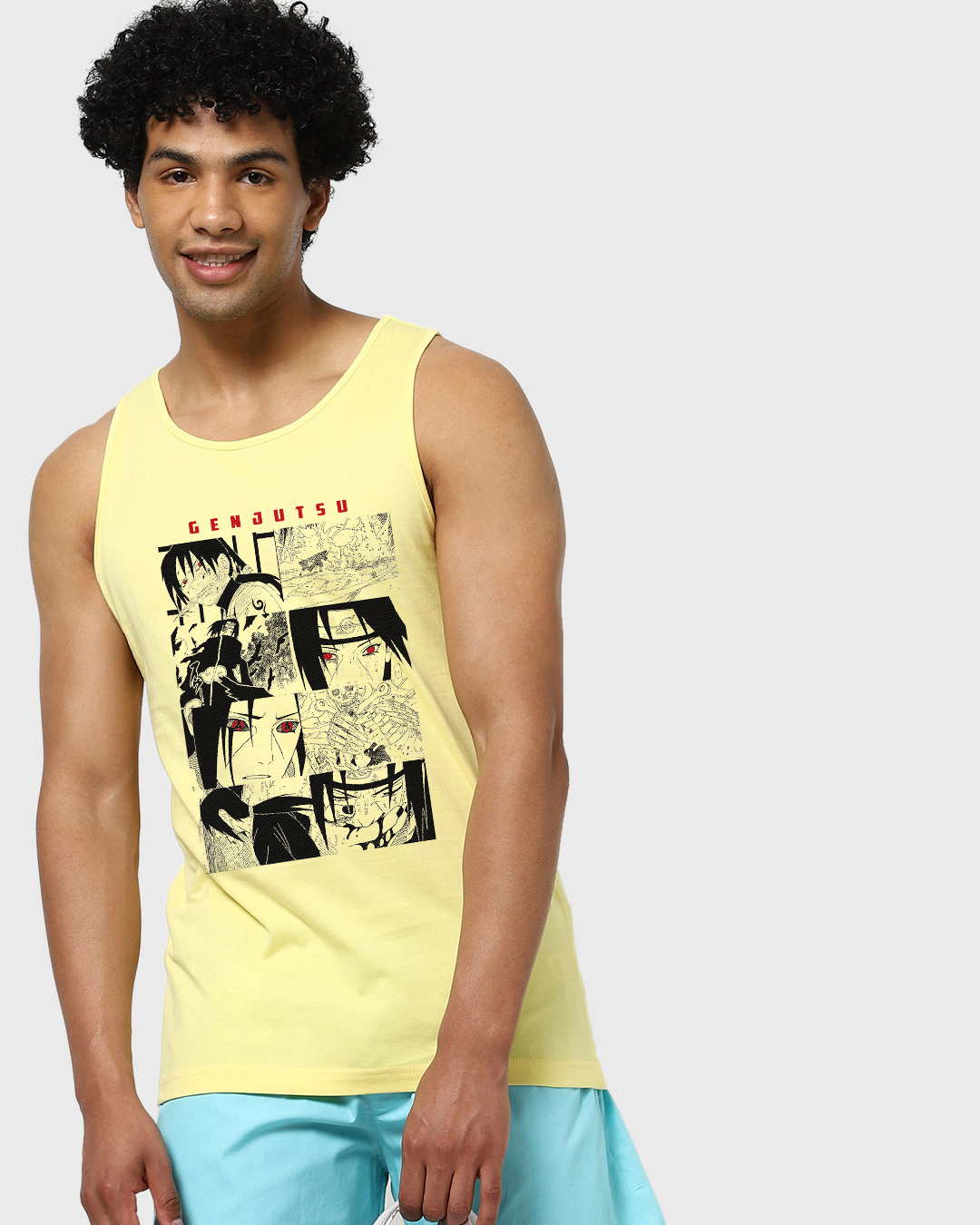 Buy Men's Yellow Genjutsu Graphic Printed Vest Online at Bewakoof