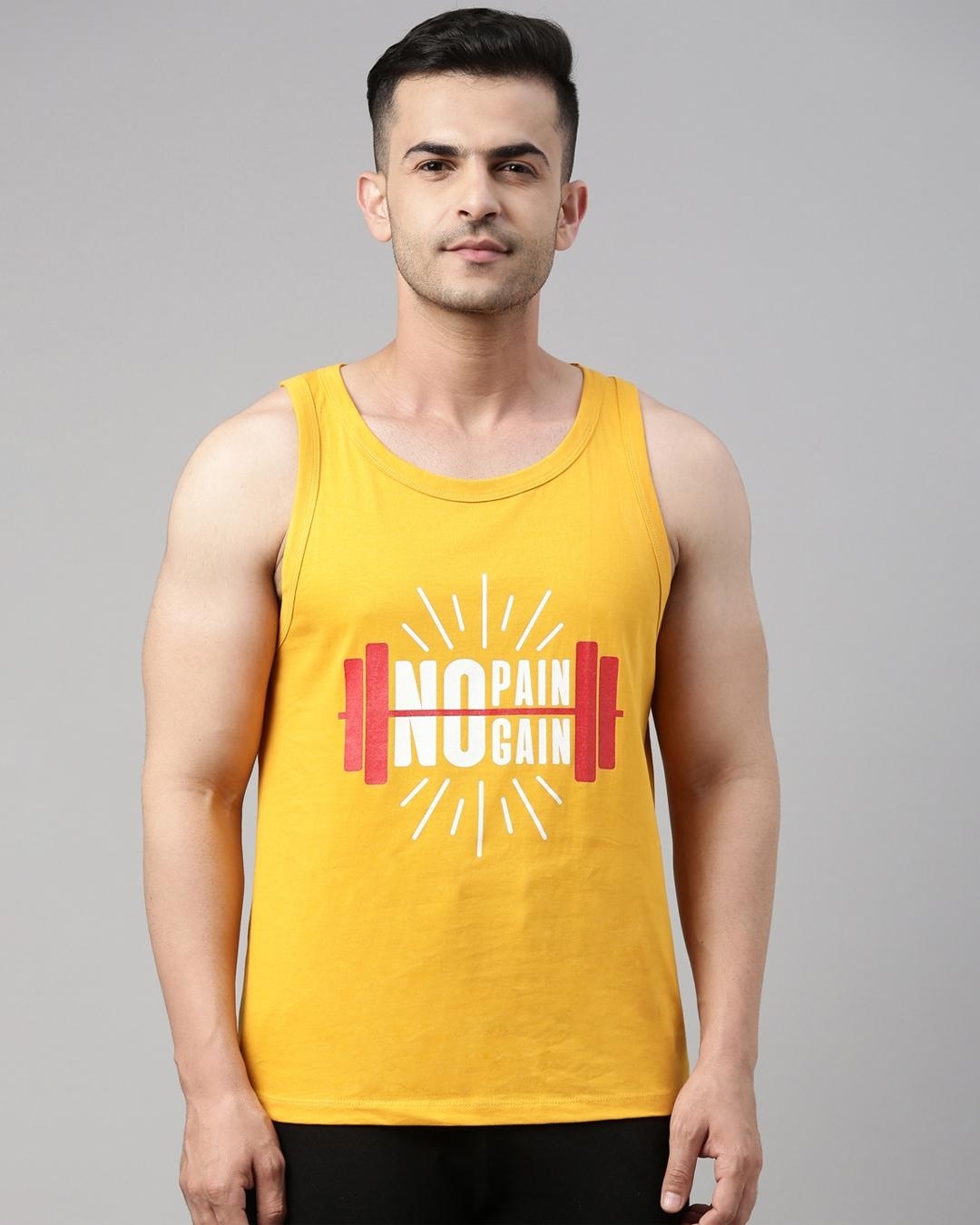 Buy Men's Yellow Graphic Printed Vest Online at Bewakoof
