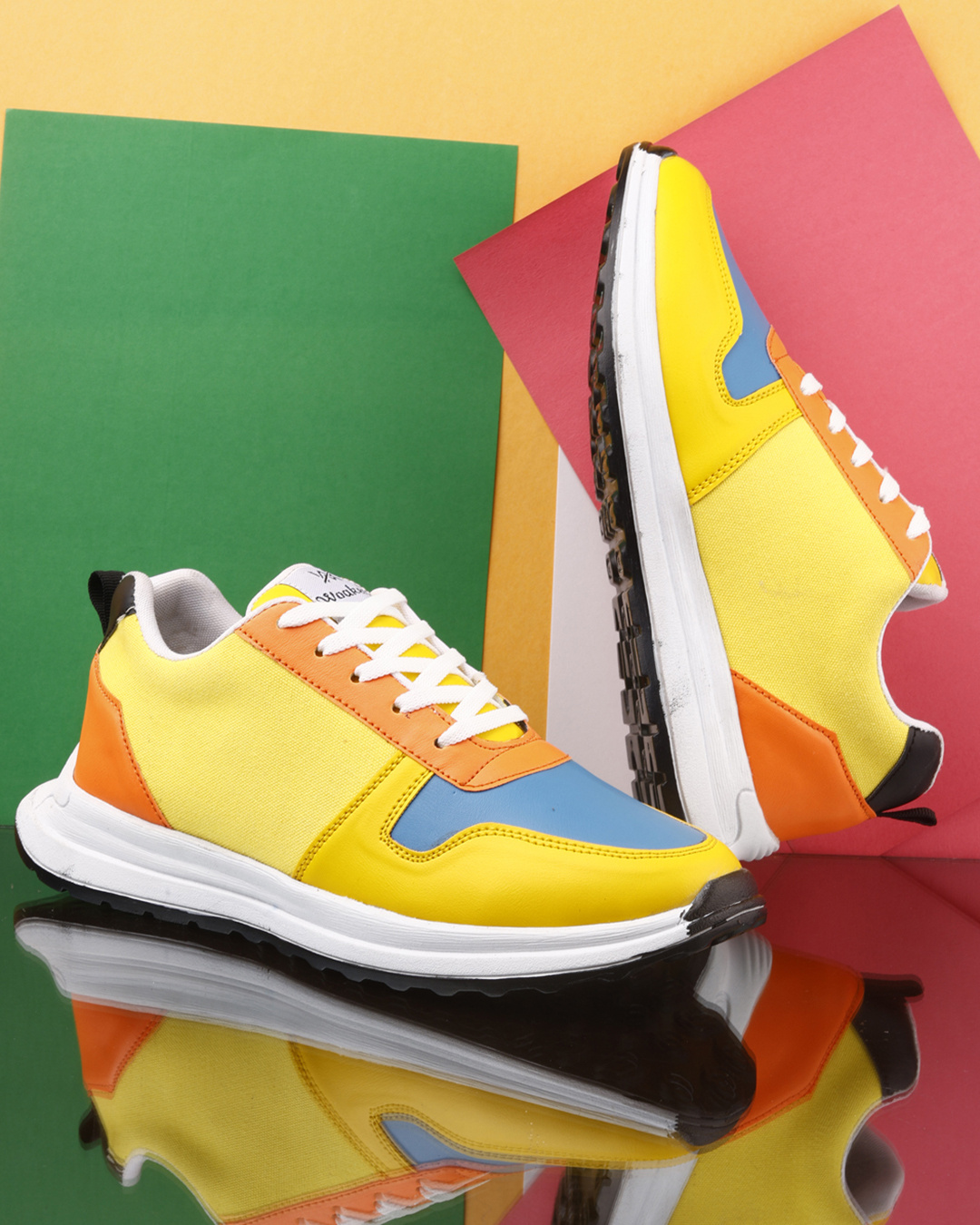 Buy Men's Yellow & Orange Color Block Casual Shoes Online in India at ...