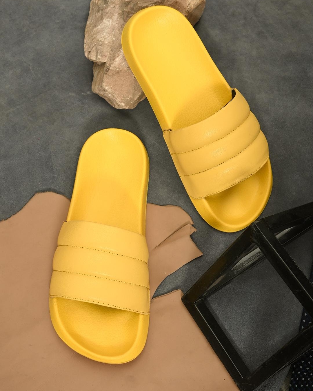 Buy Men's Yellow Sliders Online in India at Bewakoof