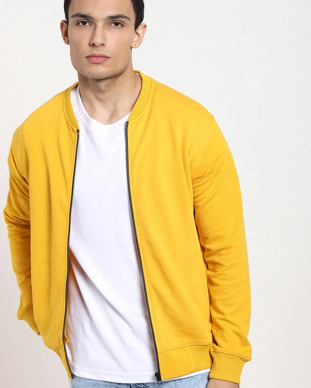 Buy Men's Yellow Zipper Sweatshirt Online at Bewakoof