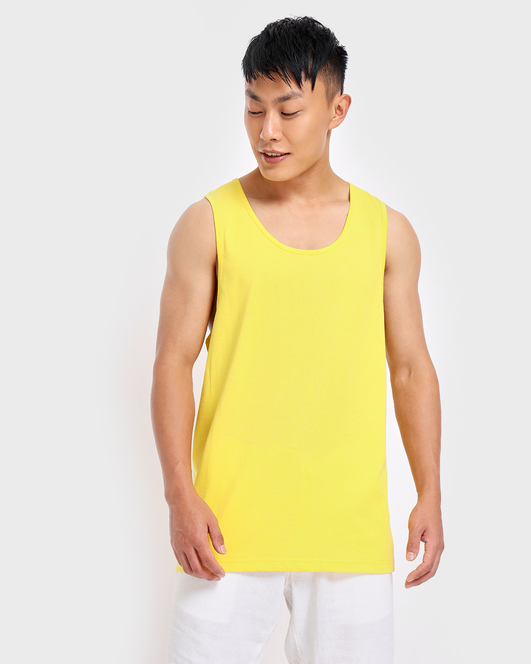 Buy Men's Yellow Scoop Neck Oversized Vest Online at Bewakoof
