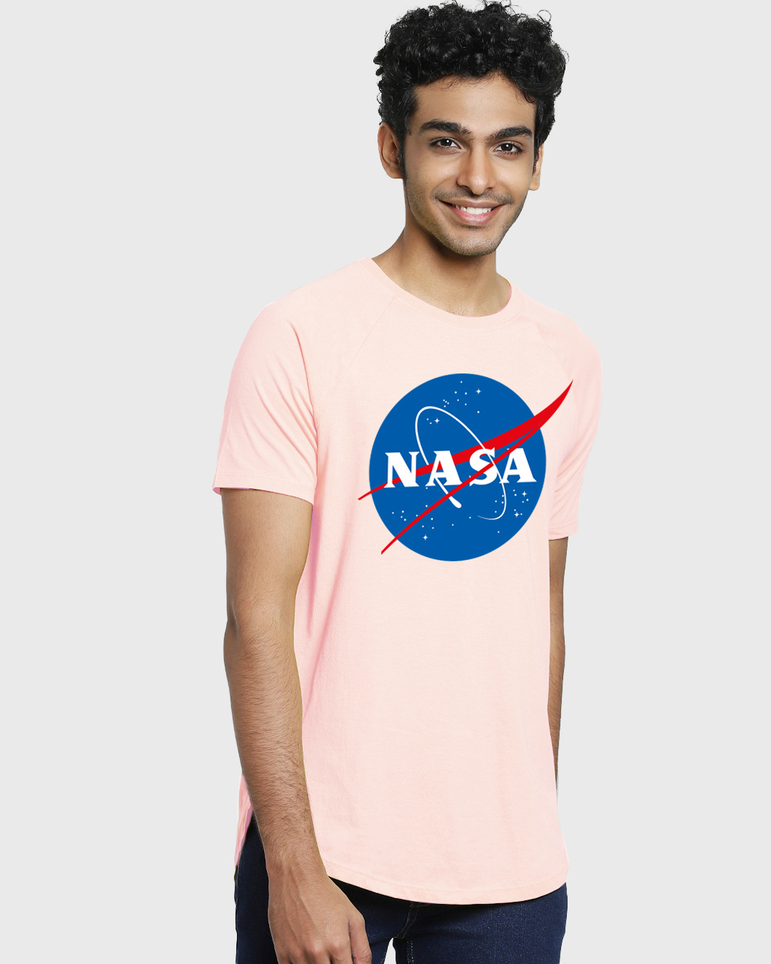 Buy Men's Pink NASA Meatball Typography Apple Cut T-shirt Online at ...