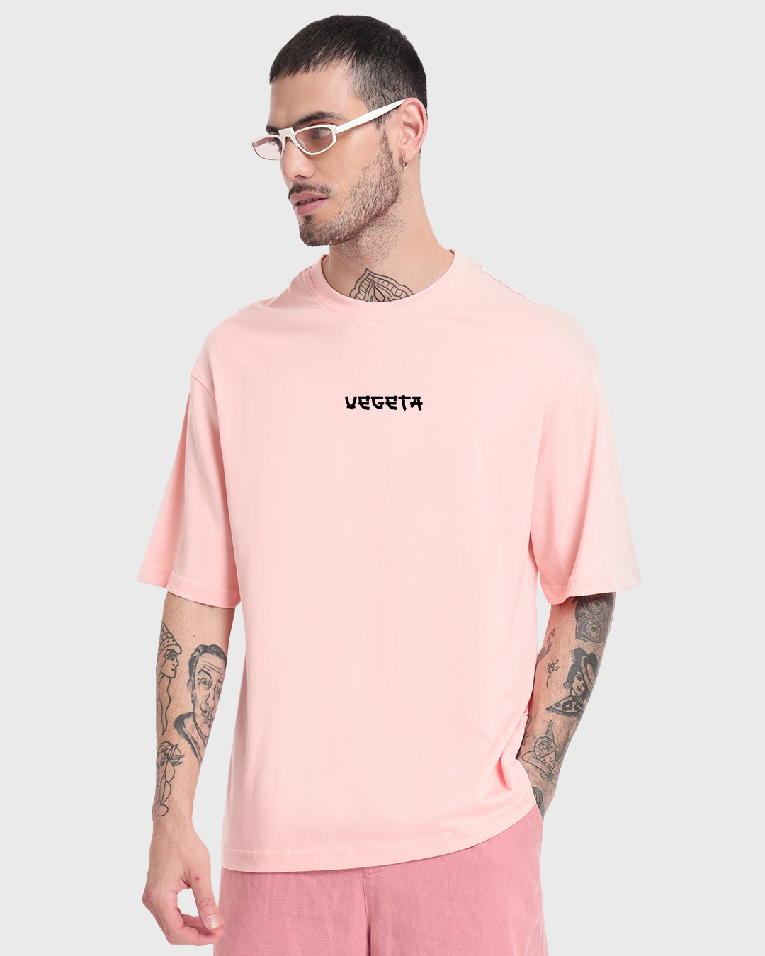 Buy Men's Pink Vegeta Saiyan Graphic Printed Oversized T-shirt Online ...