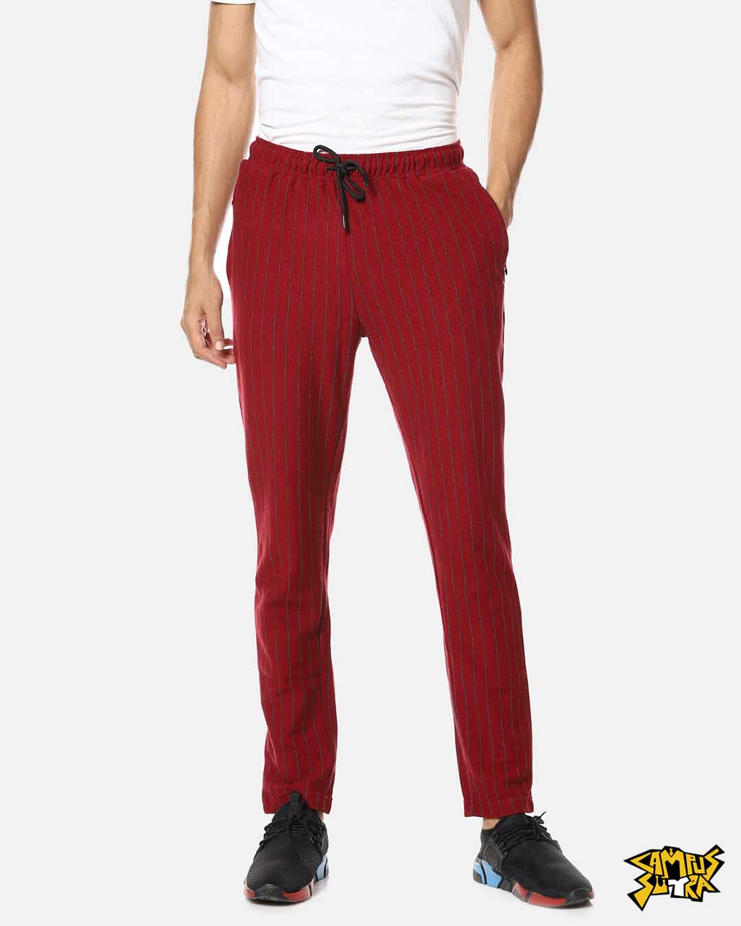 Buy Campus Sutra men's Solid Red Track Pants Online at Bewakoof