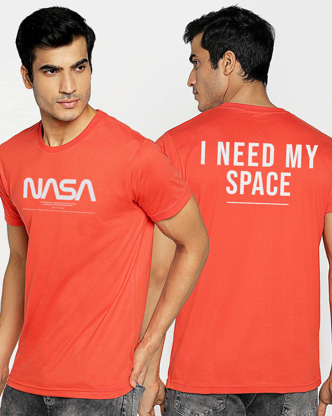 Buy Men's Red I Need My Space Typography T-shirt Online at Bewakoof