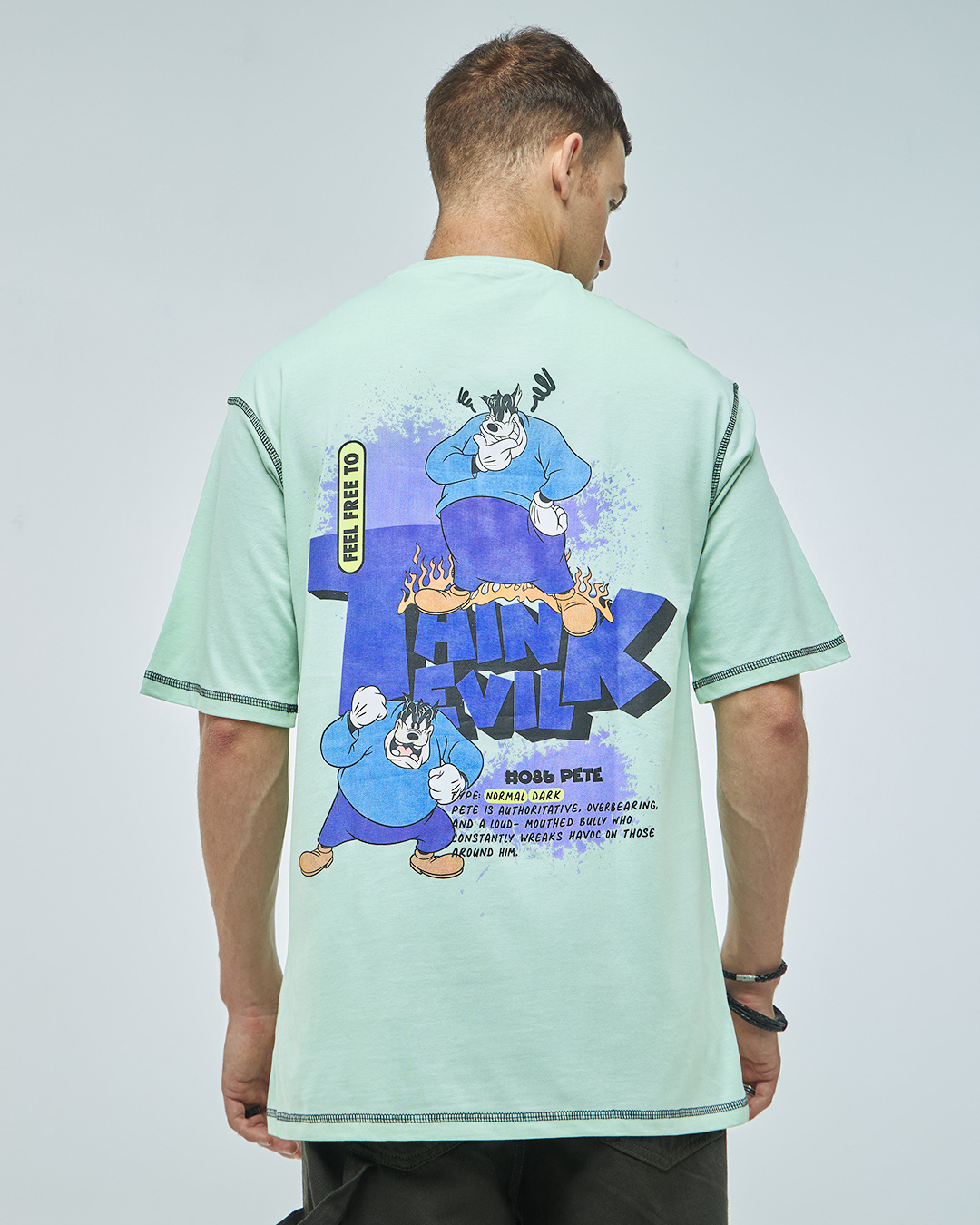 Buy Mens Green Think Evil Graphic Printed Oversized T Shirt Online At Bewakoof