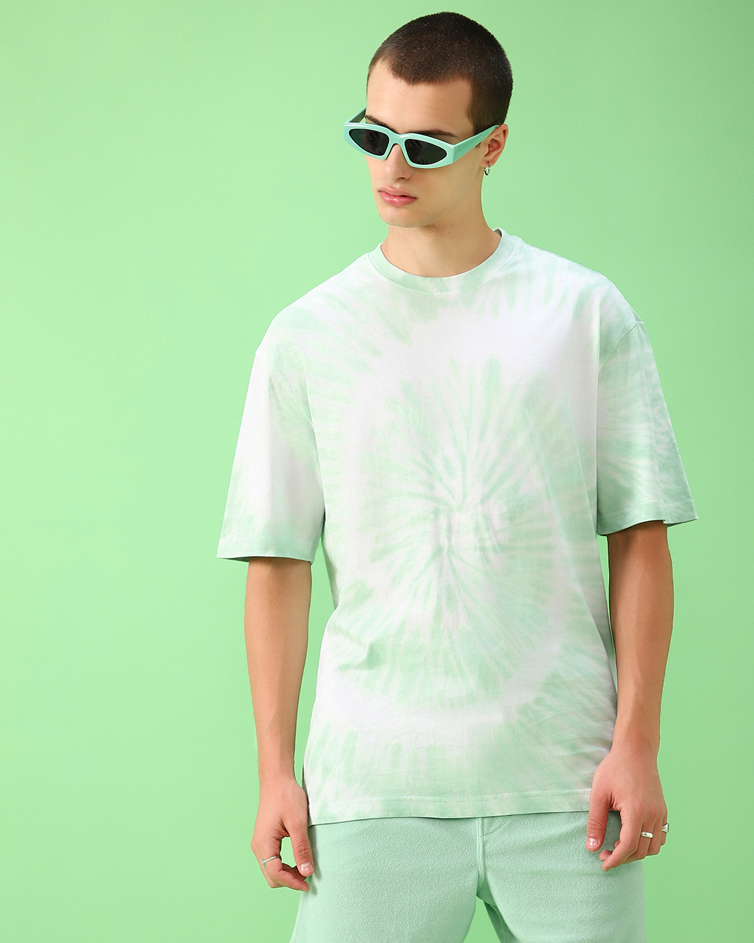 Buy Mens White And Green Tie And Dye Oversized T Shirt Online At Bewakoof