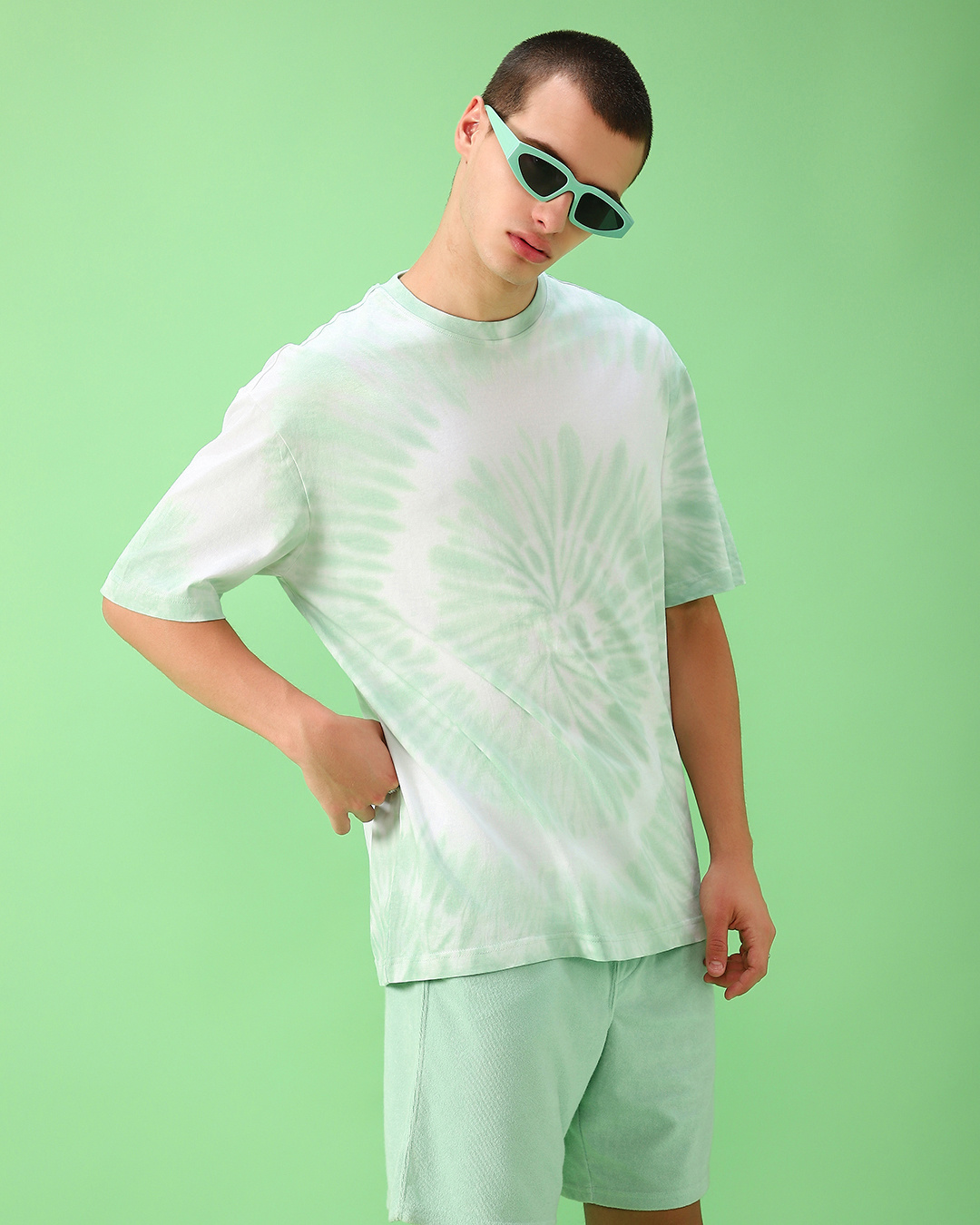 Buy Mens White And Green Tie And Dye Oversized T Shirt Online At Bewakoof