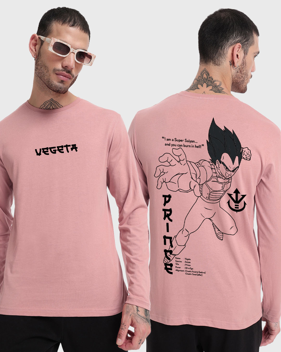 Buy Men's Pink Vegeta Saiyan Graphic Printed T-shirt Online at Bewakoof