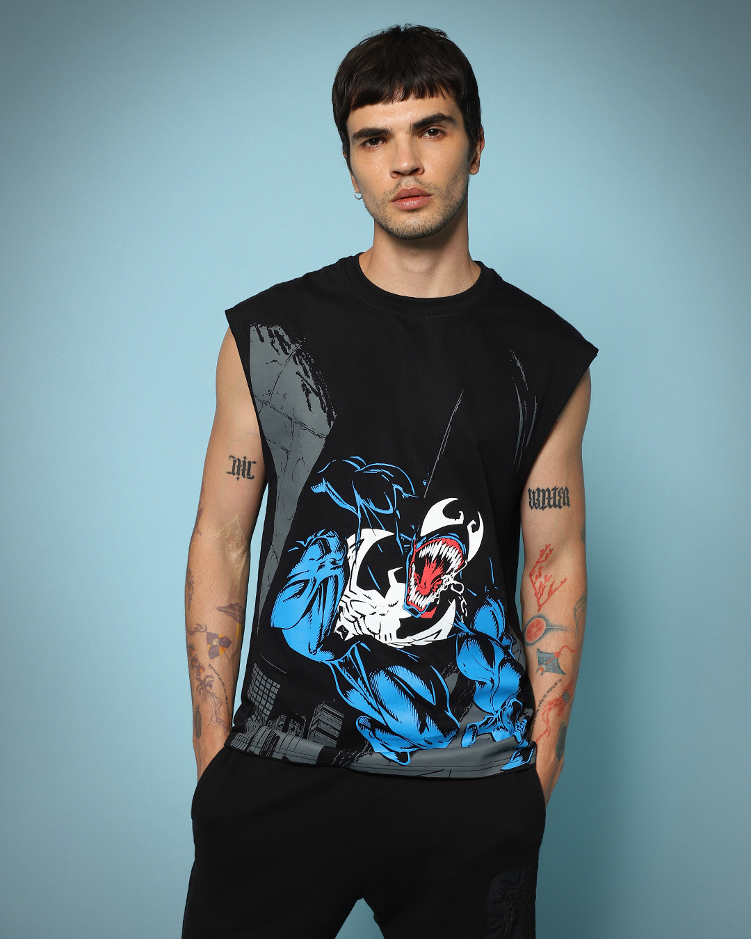 Buy Men's Black Venom Graphic Printed Boxy Fit Vest Online at Bewakoof