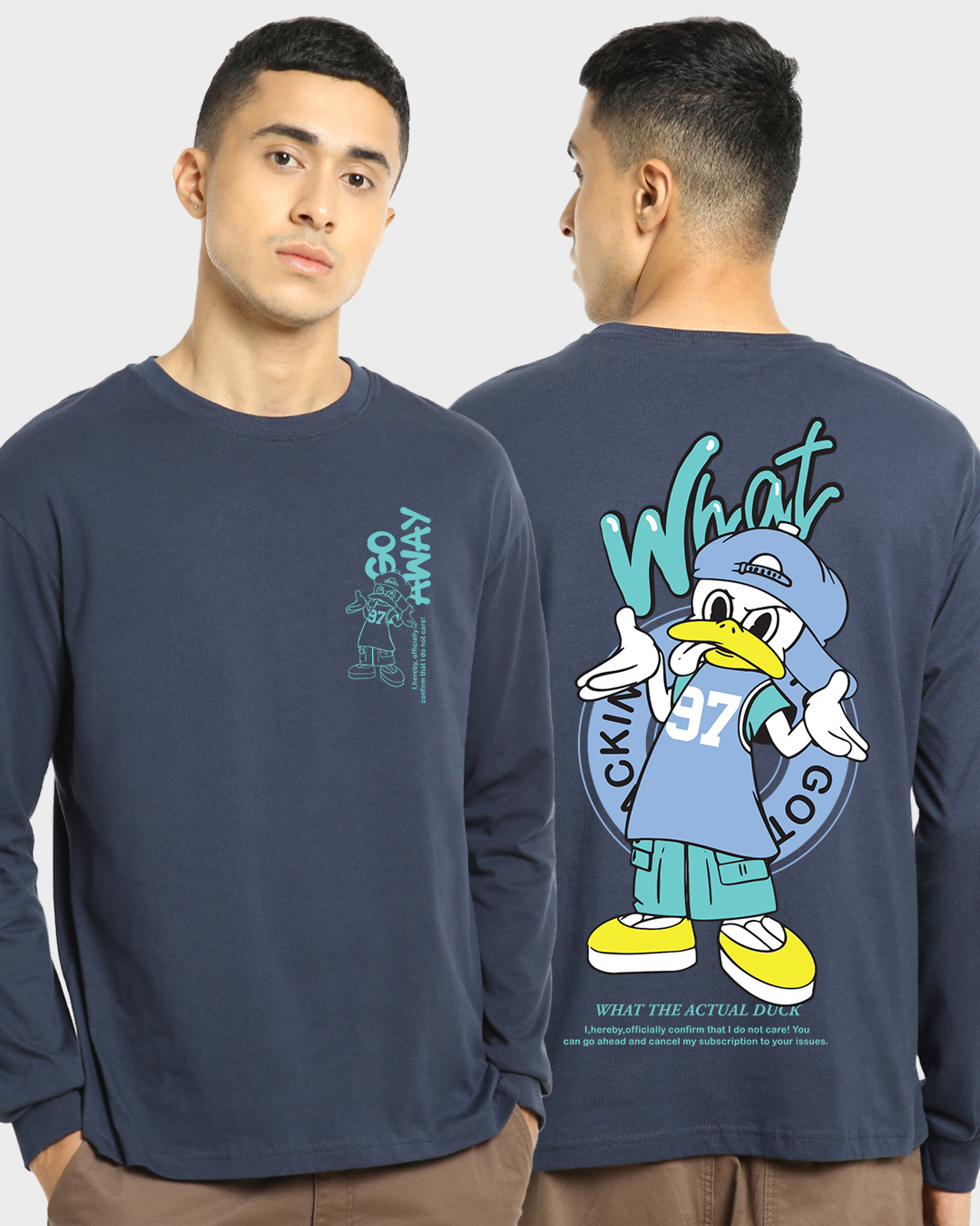 Buy Men's Blue What The Duck Graphic Printed Oversized T-shirt Online ...