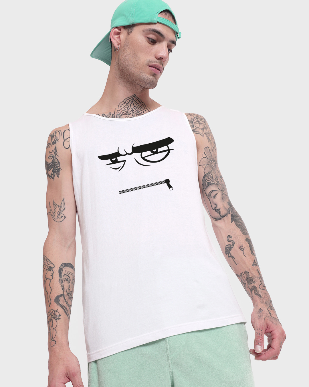 Buy Men's White Angry Zip Graphic Printed Vest Online at Bewakoof