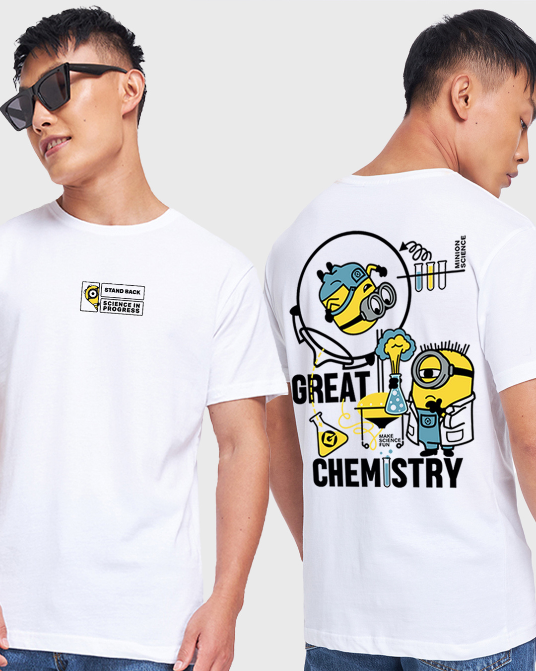 Buy Men's White Minions Great Chemistry Graphic Printed T-shirt Online ...