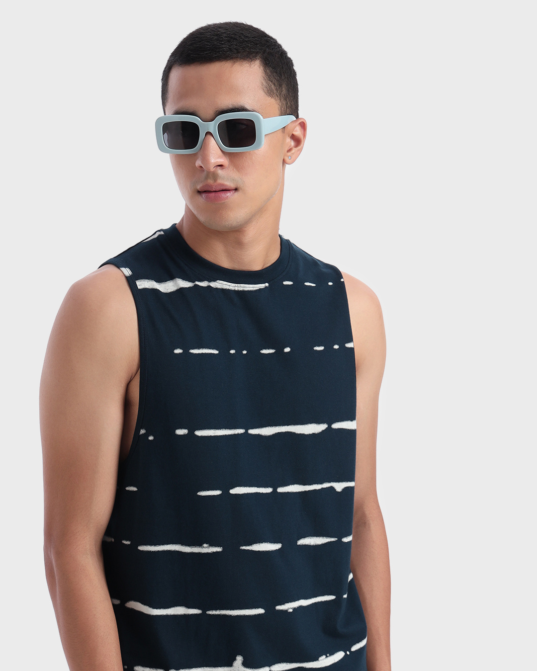Buy Men's Blue Tie & Dye Deep Armhole Oversized Vest Online at Bewakoof
