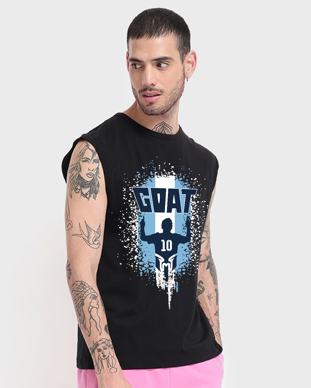 Buy Men's Black Messi The Last Dance Graphic Printed Oversized Vest ...