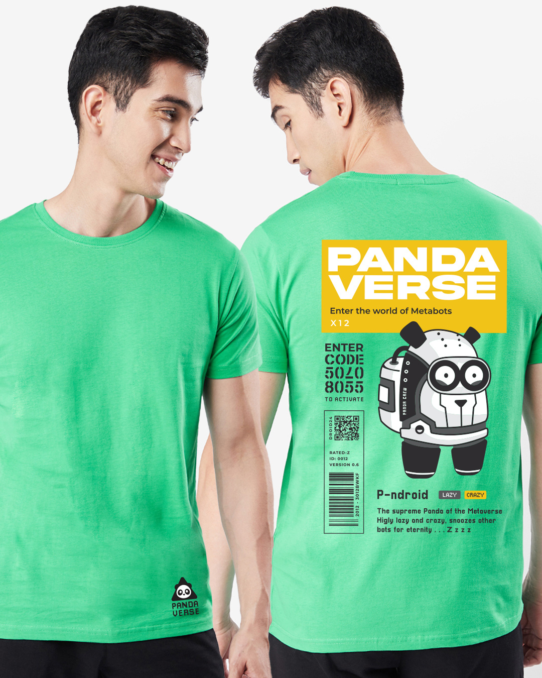 Buy Men's Green Meta Pandroid Graphic Printed T-shirt Online at Bewakoof