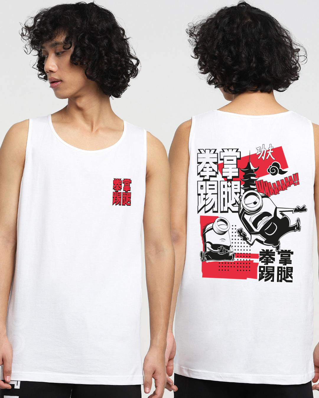 Buy Men's White Minions Inner Peace Graphic Printed Vest Online at Bewakoof