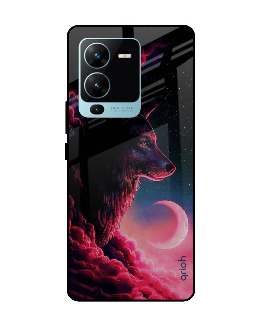 Buy Moon Wolf Printed Premium Glass Case for Vivo V25 Pro (Shock Proof ...