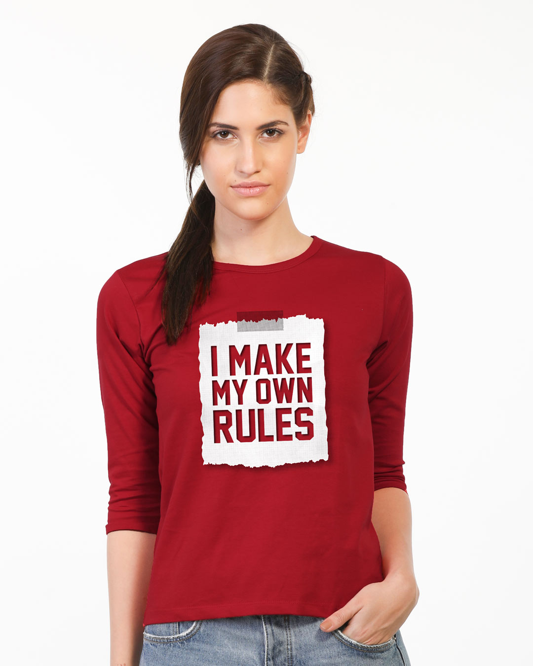 Buy My Own Rules Round Neck 3/4th Sleeve T-Shirt Online at Bewakoof