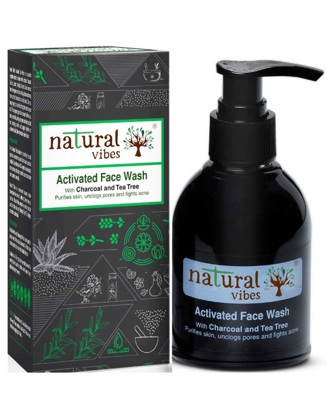 Buy Natural Vibes Ayurvedic Activated Charcoal And Tea Tree Face Wash