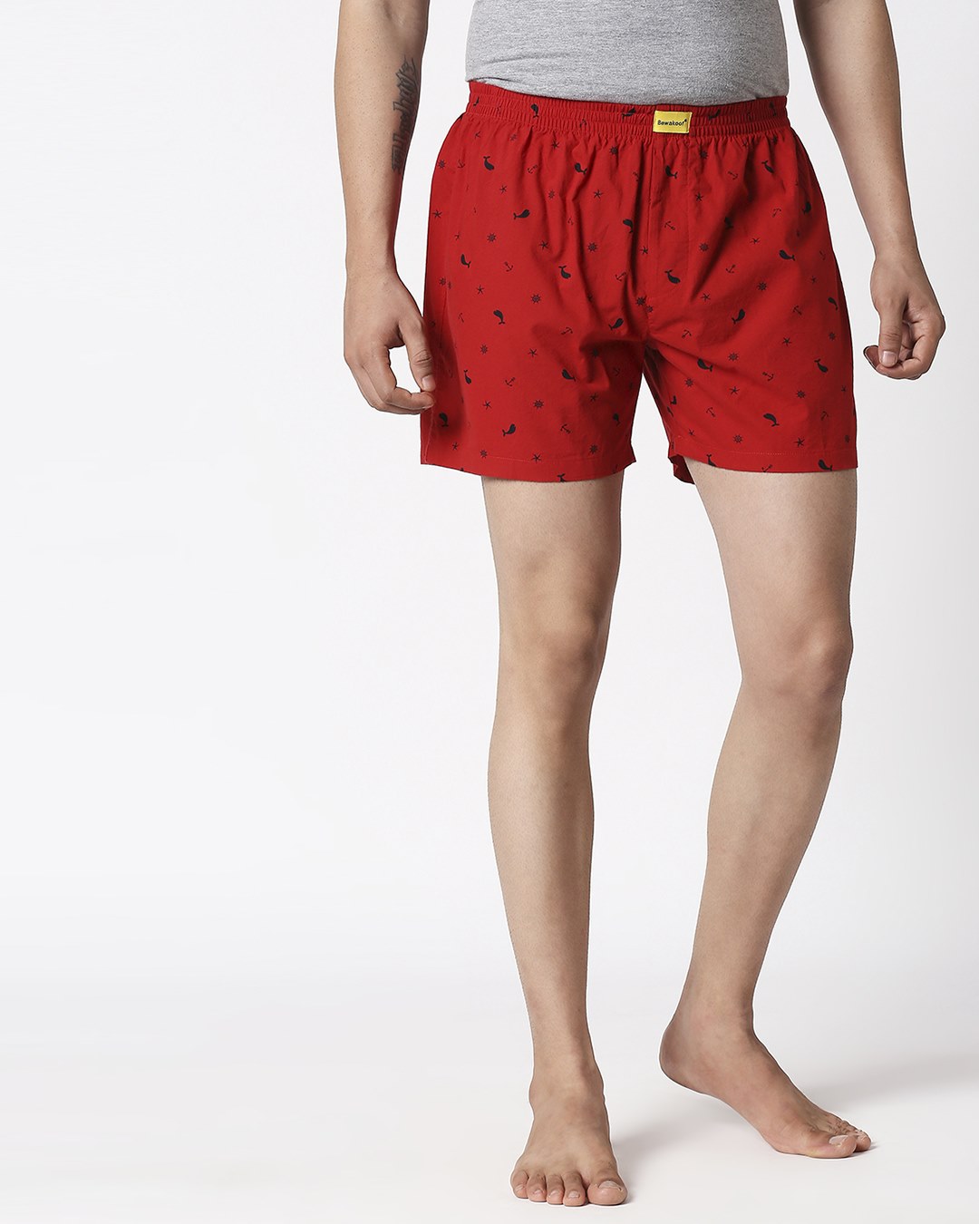 Buy Nautical Print Red Boxers Online in India at Bewakoof