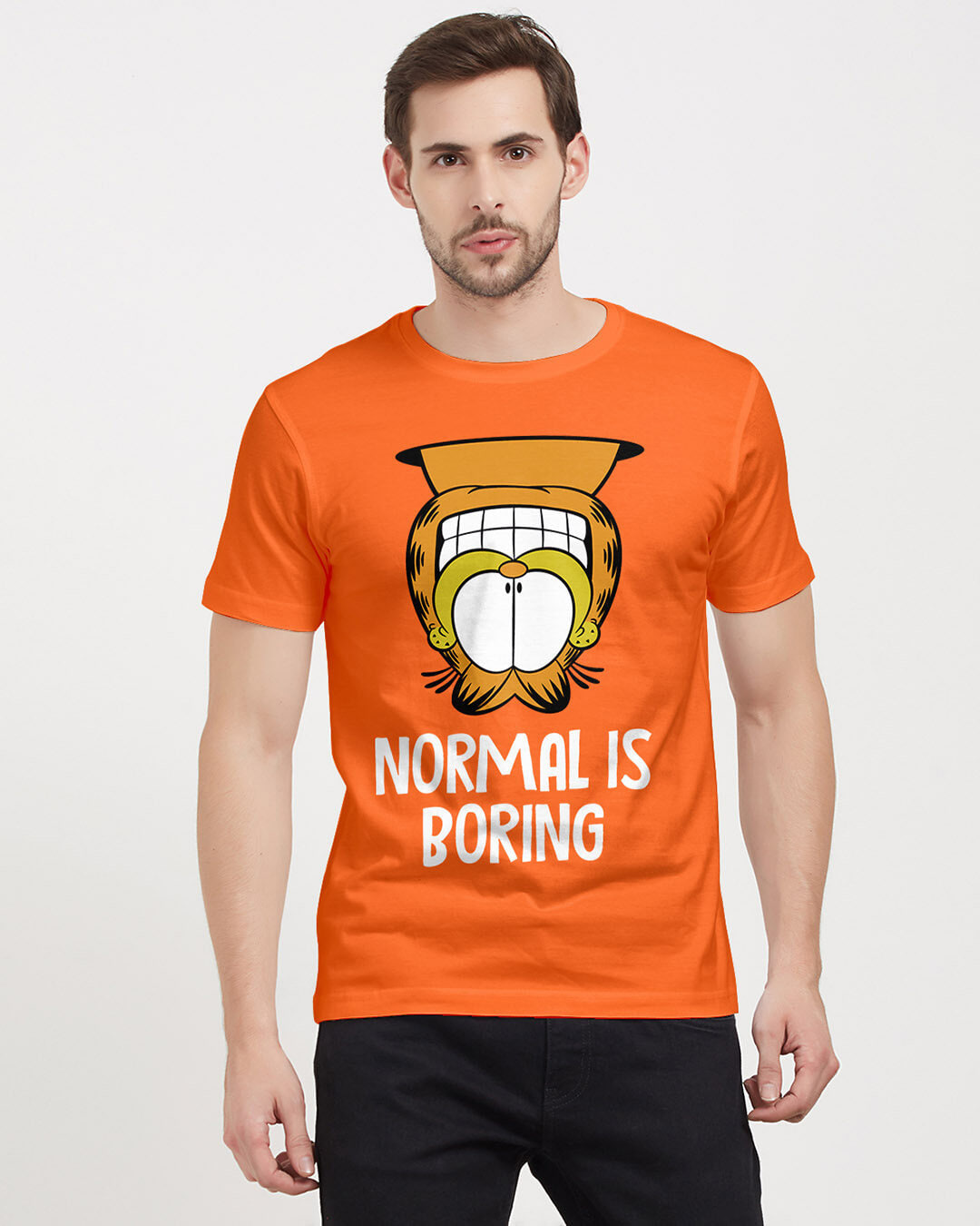 Buy Normal Is Boring Garfield Official Half Sleeves Cotton T-shirt ...