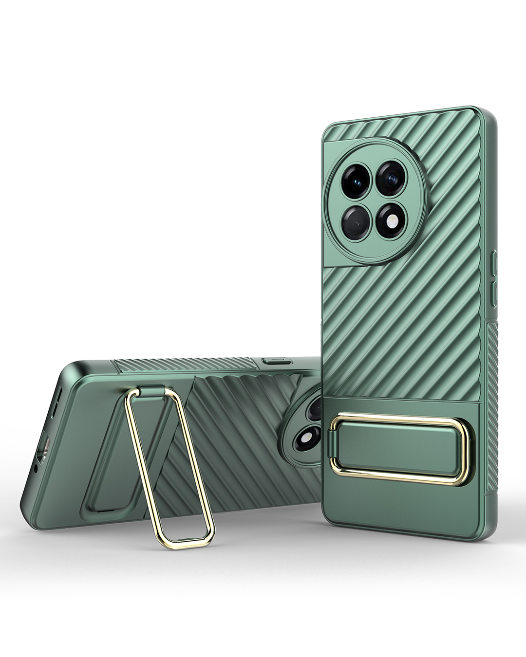 Buy OnePlus 11R 5G Green Back Cover With Gold Metal Kickstand Online in ...